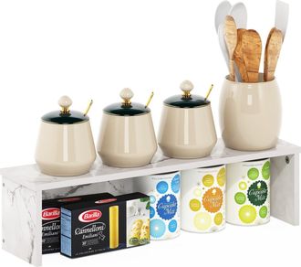 Furinno Helena 58cm Küchentheken-Stapelregal, Marmorweiß