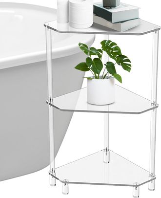 Generic Acryl -Eckkarte - moderner Klarglas-Tisch | Eleganter und kompakter Ecktisch f&uuml;r Wohnzimmer, Schlafzimmer, Schreibtisch und Innendekoration, EIN