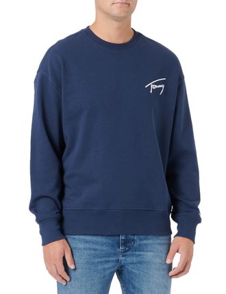 Tommy Jeans Herren TJM Tommy Signature Crew DM0DM15206 Sweatshirts, Blau, L