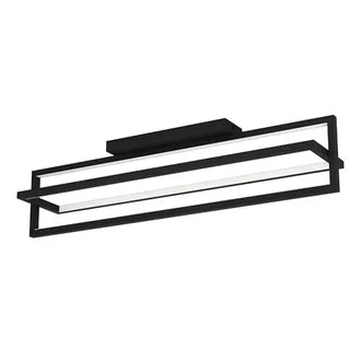 Eglo Plafonnier LED Siberia, lampe de plafond dimmable avec télécommande, luminaire en métal noir et plastique blanc, blanc chaud-froid, 78 x 16 cm