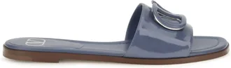 Valentino Garavani VLogo Patent Leather Slide Sandals - Blue