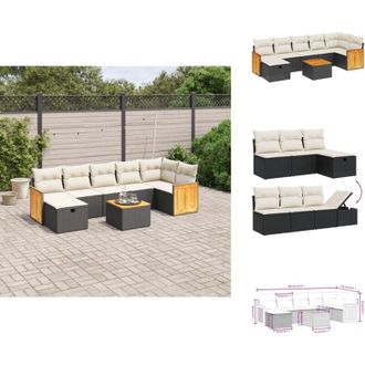 vidaXL 8-tlg. Garten-Sofagarnitur mit Kissen Schwarz Poly Rattan - Gartenm&ouml;bel - Esszimmergarnituren - Outdoor-Lounge - Rattanm&ouml;bel - Balkonm&ouml;bel