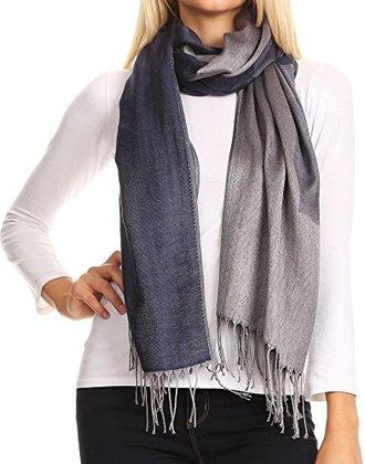 Sakkas 1777 - Nicola Reversible Warm and Soft Unisexe Echarpe Stole Wrap Solid Color-block - Marine - OS