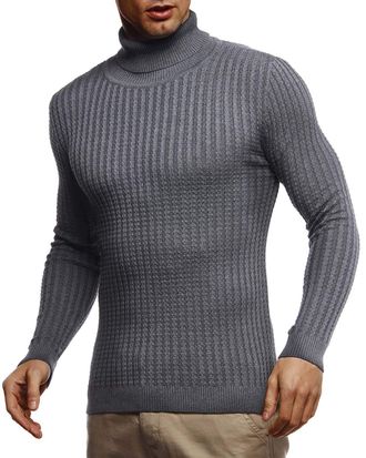 LEIF NELSON Herren Strickpullover Warmer Pullover mit Rollkragen Rollkragenpullover f&uuml;r M&auml;nner Pulli f&uuml;r Winter Rolli LN2115 XXL Anthrazit