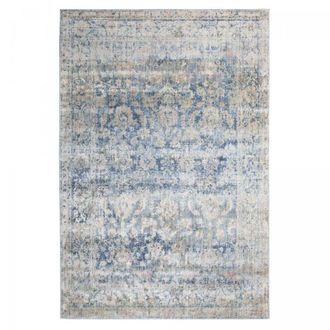 Un amour de tapis Unamourdetapis - Tapis salon et chambre 133x190 bleu et beige rectangle tissé motif abstrait belano