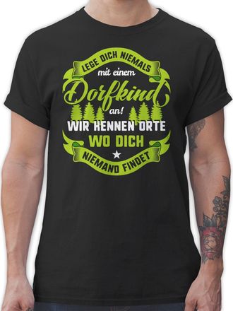 Shirtracer T-Shirt Herren - Spr&uuml;che Statement Spruch - Lege Dich nie mit einem Dorfkind an V2 - XXL - Schwarz - Sachen spruchshirts sprueche Dorf Shirt Spruchshi