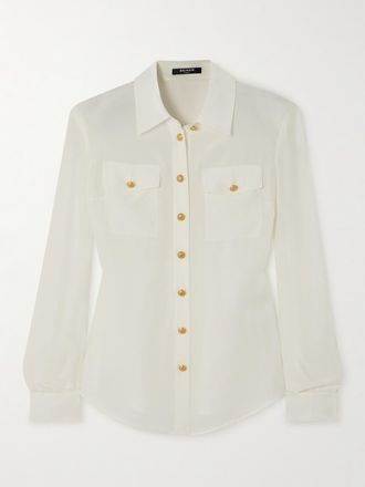 Balmain Chemisier En Cr&ecirc;pe De Chine De Soie - Blanc