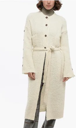 CO. GO Blended Alpaca Wool Long Cardigan with Buttoms Detail size M