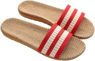 Vosarea Chaussons Coton et Lin Respirants Antid&eacute;rapants pour Int&eacute;rieur Absorbeur de Sueur Pantoufles &eacute;t&eacute; Unisexes pour Couple Confortables et Durables