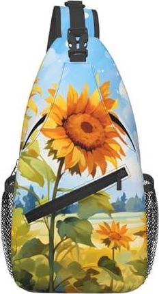Generic Sacoche Port&eacute; &eacute;paule Motif de plante de tournesol Casual Sling Bag Antivol Sac Poitrine pour Cyclisme Randonn&eacute;e Voyage