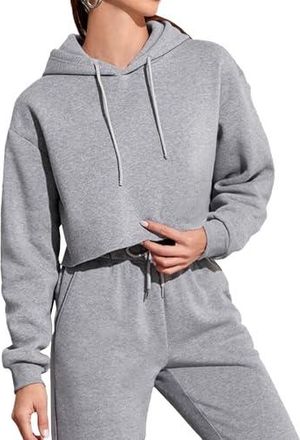 Generic Sweat &agrave; capuche oversize pour femme - Manches longues - En polaire - Avec capuche, gris, 3XL