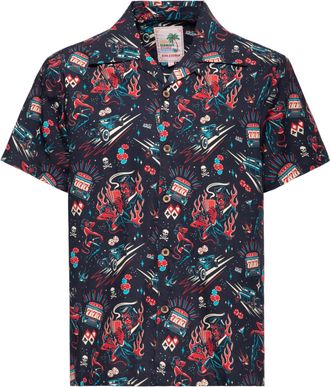 King Kerosin Rockabilly Devil Hawaii Shirt Männer Kurzarmhemd schwarz 4XL