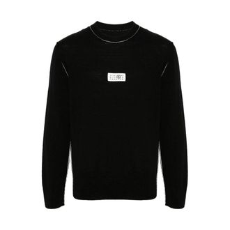Maison Margiela Minimalistischer Pullover mit Zahlen-Logo - - Knitwear - Herren - Schwarzk - L