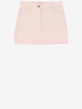 Fendi Girls Stretch Cotton Blend Skirt Pink