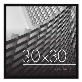 Americanflat 70x70 cm Bilderrahmen aus Kunststoff mit 60x60 cm Passepartout - schmaler Fotorahmen mit poliertem Plexi-Scheibe - integrierte Aufhängung für Wandmont