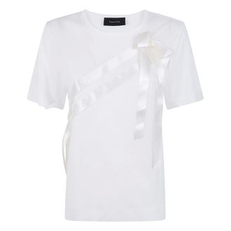 Simone Rocha Femme, Tops, Beige, Taille: 42 FR Bow Sash Easy T-Shirt