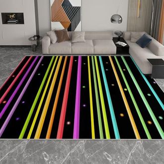 Generic Noir Lavable Tapis de Salon Minimalist &agrave; imprim&eacute; Ray&eacute; Et Lumineux, perd Pas Ses Poils pour la Maison Le Bureau la Chambre &agrave; Coucher Le Salon la Cuisin