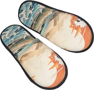 Generic Vague De La Mer Du Japon Femme Homme Slippers Chaud Chaussons Confortable Chaussures De Maison Pour Hiver Maison Ext&eacute;rieur L