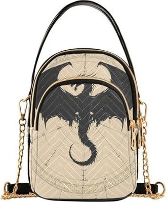 Mnsruu Sac à bandoulière pour femme - Motif silhouette de dragon - Petit sac à bandoulière avec sangle réglable