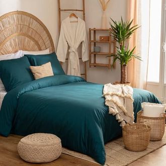 Atmosphera Atmosphera - Parure de lit - Percale - Bleu - 220x240 cm