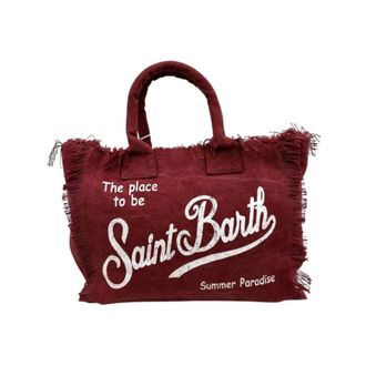 Saint Barth Femme, Sacs, Rouge, Taille: ONE Size Sac Fourre-Tout Chic en Coton avec Franges