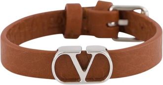 Valentino Garavani Homme, Accessoires, Brun, Taille: ONE Size Leather VLogo Bracelet