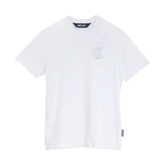 Just Cavalli Besticktes Lurex-T-Shirt in Wei&szlig; - - Tops - Herren - Wei&szlig; - S