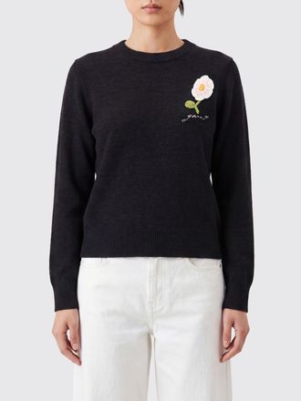 Ganni Pull &agrave; col rond en laine m&eacute;rinos avec empi&egrave;cements d&eacute;coratifs en dentelle macram&eacute;