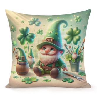 Generic Zierkissenbez&uuml;ge Pastellfarbene, K&uuml;nstlerische St. Patricks Day-GNOME, Kleeblatt, Niedlicher Kobold Kissenbezug Fashion Throw Pillow Covers Cushion Co