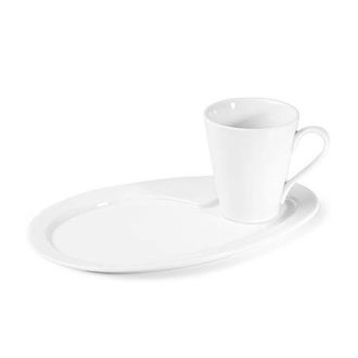 Holst Porzellan BV 030 SET 2 MP Porzellan Servierteller/Frühstücksteller mit Kaffeetasse/Trinkbecher Heike 0,28 l