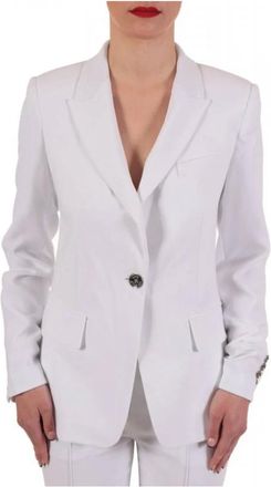 Michael Kors Femme, Vestes, Blanc, Taille: 34 FR Crepe Blazer