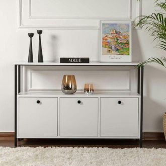 Pier Import Console dentr&eacute;e blanche avec rangement 3 niches JENA