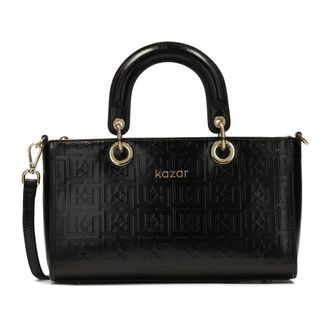 Kazar Femme, Sacs, Noir, Taille: ONE Size Sac rigide oblong avec motif en relief