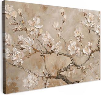 MuchoWow © Wandbilder Klein 30x20 cm Mini Schlafzimmer Home Deko Wohnung Bild Wohnzimmer Fotoleinwand Wand Bilder Leinwand Wall Decor Blumen - Modern - Beige -