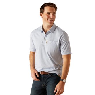 Ariat Mens Chorley Polo Shirt Shirt in Chambray Blue, Size Small, by Ariat