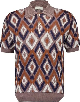 PIACENZA 1733 Piacenza 1733, Homme, Tops, Multicolore, Taille: 2XL Polo en coton &agrave; motif losanges