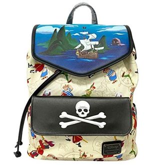 Loungefly Sac dos Captain Hook Skull Peter Pan Pirate AOP, multicolore, Sac bandouli re double sangle