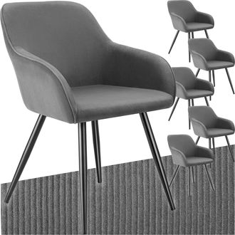 TecTake 6X Esszimmerstuhl, Sessel bequem mit Armlehne, Polsterstuhl, Cord Cocktailsessel, Loungesessel f&uuml;r Wohnzimmer, Esszimmer, Moderne K&uuml;chenst&uuml;hle, B&uuml;rost