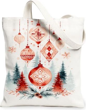 Generic Sacs fourre-tout en toile pour d&eacute;corations de No&euml;l, d&eacute;corations de vacances vintage, l&eacute;gers, lavables et r&eacute;utilisables pour lhiver, blanc, 13x15 Inch