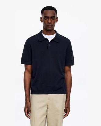 Arket Feinstrick-Poloshirt -Blau