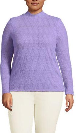 Lands End Spitzenshirt mit Stehkragen, Damen, Gr&ouml;&szlig;e:56-58 plus, Lila, Elasthan/Nylon-Mischung, by Lands End