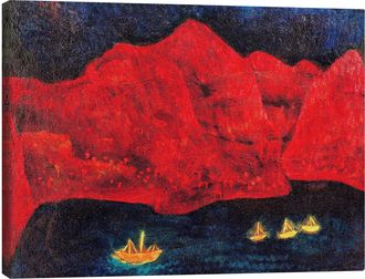 Posterlounge Südliche Küste abends Leinwandbild von Paul Klee 80 x 60 cm Rot Wandbilder Wanddeko