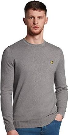 Lyle & Scott Hommes Pull Col Ras du Cou en Coton M&eacute;rinos Gris Chin&eacute; Moyen XL