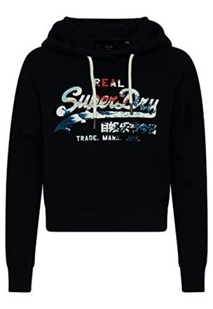 Superdry Vintage VL Narrative Hood Ub Sweat-Shirt pour Femme, Bleu Marine (Eclipse Navy), XS