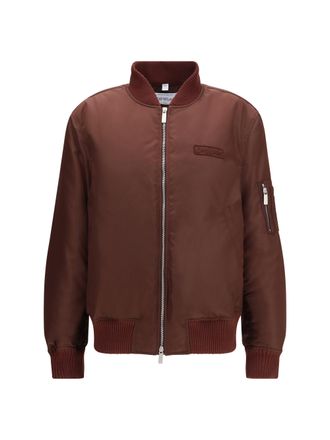 Off-white Embroidered Logo Nylon Bomber Jacket - Brown