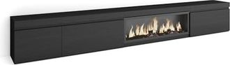 Skraut Home | TV-Schrank, Lowboard | f&uuml;r Wohnzimmer und Esszimmer | 317x45x35 cm | Elektrokamin XXL | Moderner Stil | Schwarz
