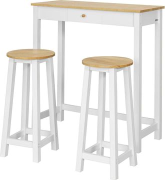 SoBuy Essgruppe Esstisch Set 3-teilig - Bartisch mit 2 St&uuml;hlen, platzsparendes K&uuml;chentisch Set f&uuml;r Esszimmer Balkon Garten Kompakt & Modern f&uuml;r kleine R&auml;ume