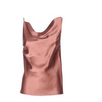 Alysi Femme, Tops, Rose, Taille: 38 FR Top Liquid Satin Asimmetrico