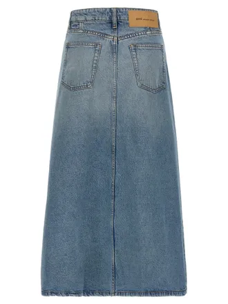 Ami Womens Blue Cotton Midi Skirt
