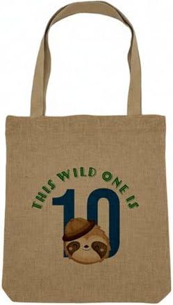 Fabulous Sac Shopping Tote Bag Aspect Lin - This Wild One is 10 Celebration Birthday Party Gift Safari Animals - Sac de Courses Toile Epaisse 360g Beige Nature